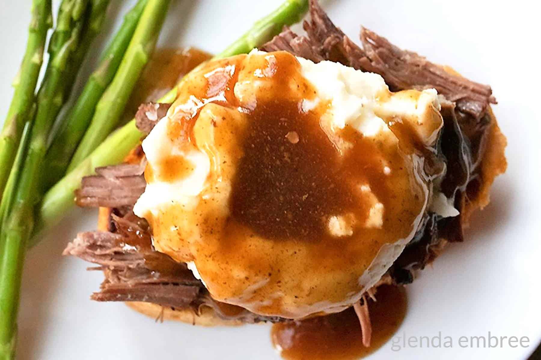 Hot Beef Sandwich, an Indulgent Leftover Makeover - Glenda Embree